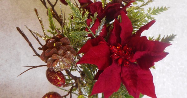 Christmas Poinsettias Posy Red 32cm | Christmas Flowers