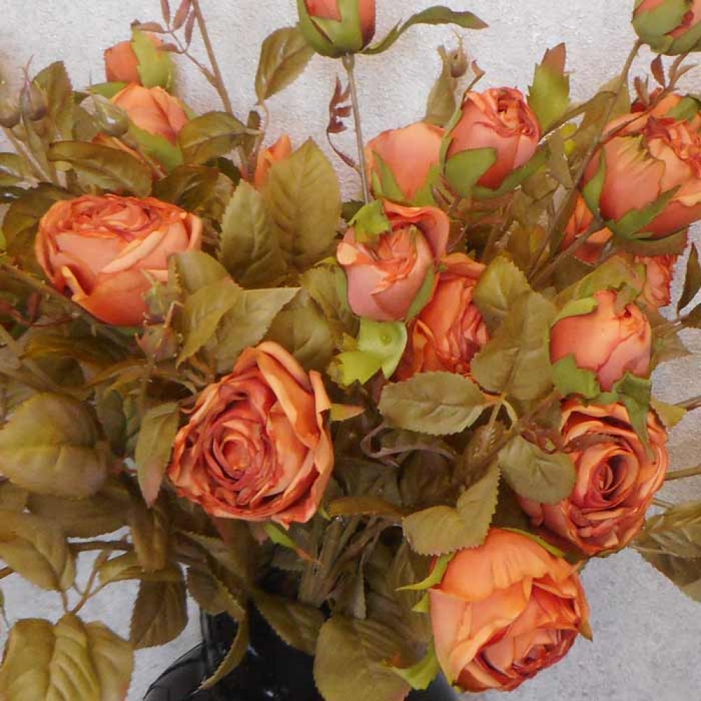 Antique Rose Spray Burnt Orange 64cm | Faux Dried Flowers