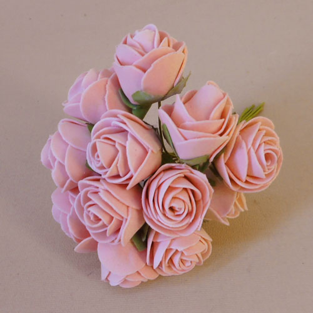Mini Princess Foam Roses Bunch Vintage Pink 12 pack 10cm | Foam Flowers