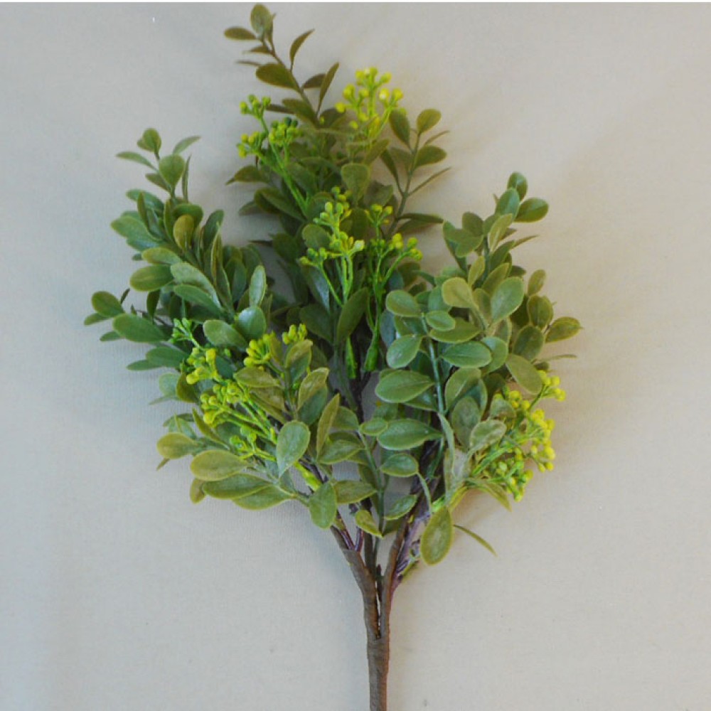 Artificial Boxwood Plants with Yellow Buds 39cm | Artificial Flowers