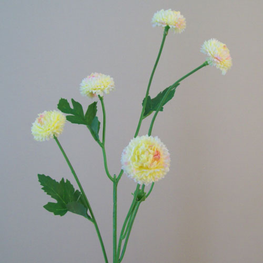 Artificial Button Asters Lemon 58cm | Silk Flowers