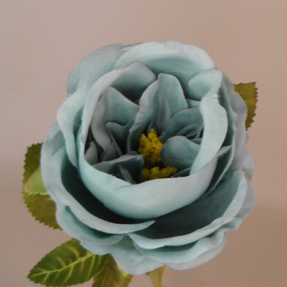 Artificial Cabbage Roses Duck Egg Blue 41cm | Artificial Flowers