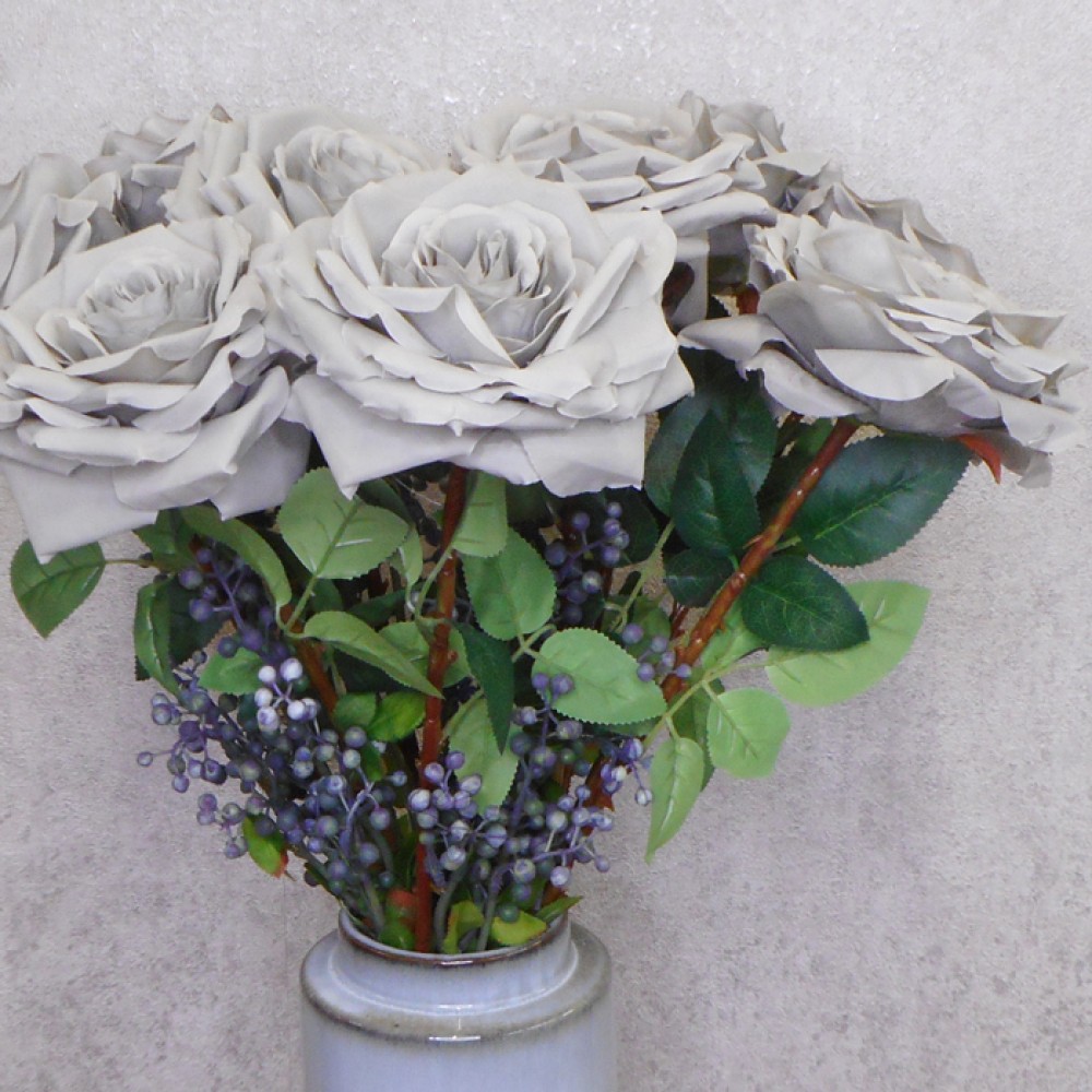 Artificial Roses Large Grey 76cm | Artificial Flowers